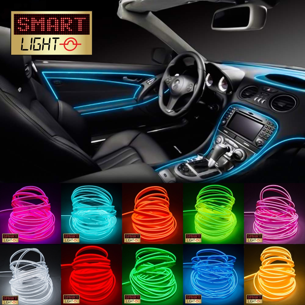 1M-5M EL Wire with Welted Piping Edge-Car Dash Neon LED Glow Tube ...