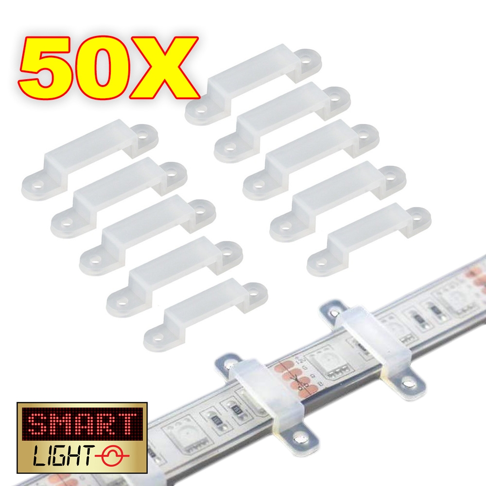 50 x LED Strip Clamps / Fixing Brackets / Mounting Clips for IP67/IP68 ...