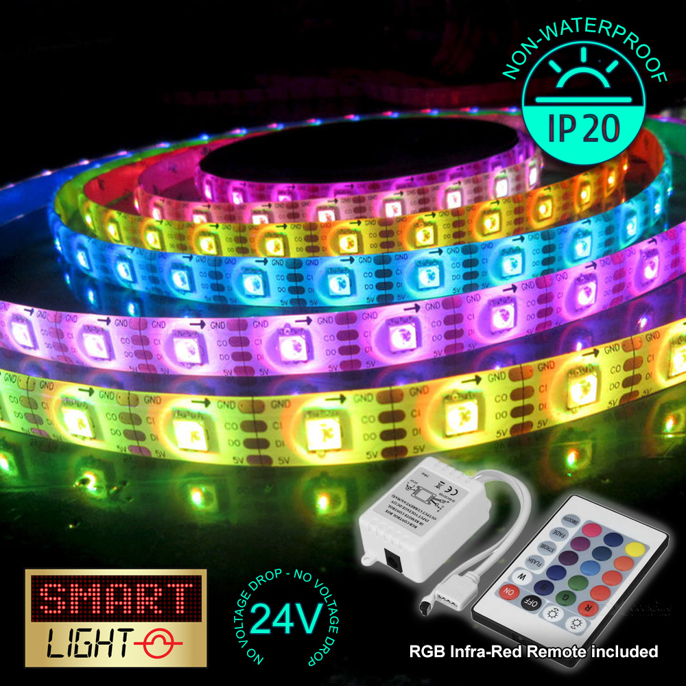 24V RGB LED 1M-20M Strip Light Tape XMAS Cabinet Kitchen Ceiling ...