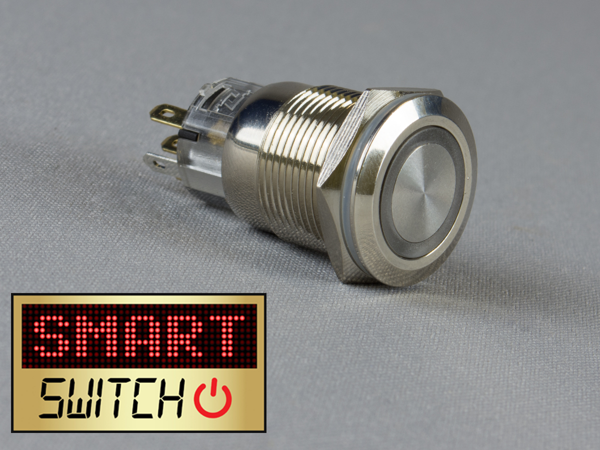 SmartSwitch 12V/24V 22mm IP67 Steel LED Illuminated ON/OFF HALO Button ...